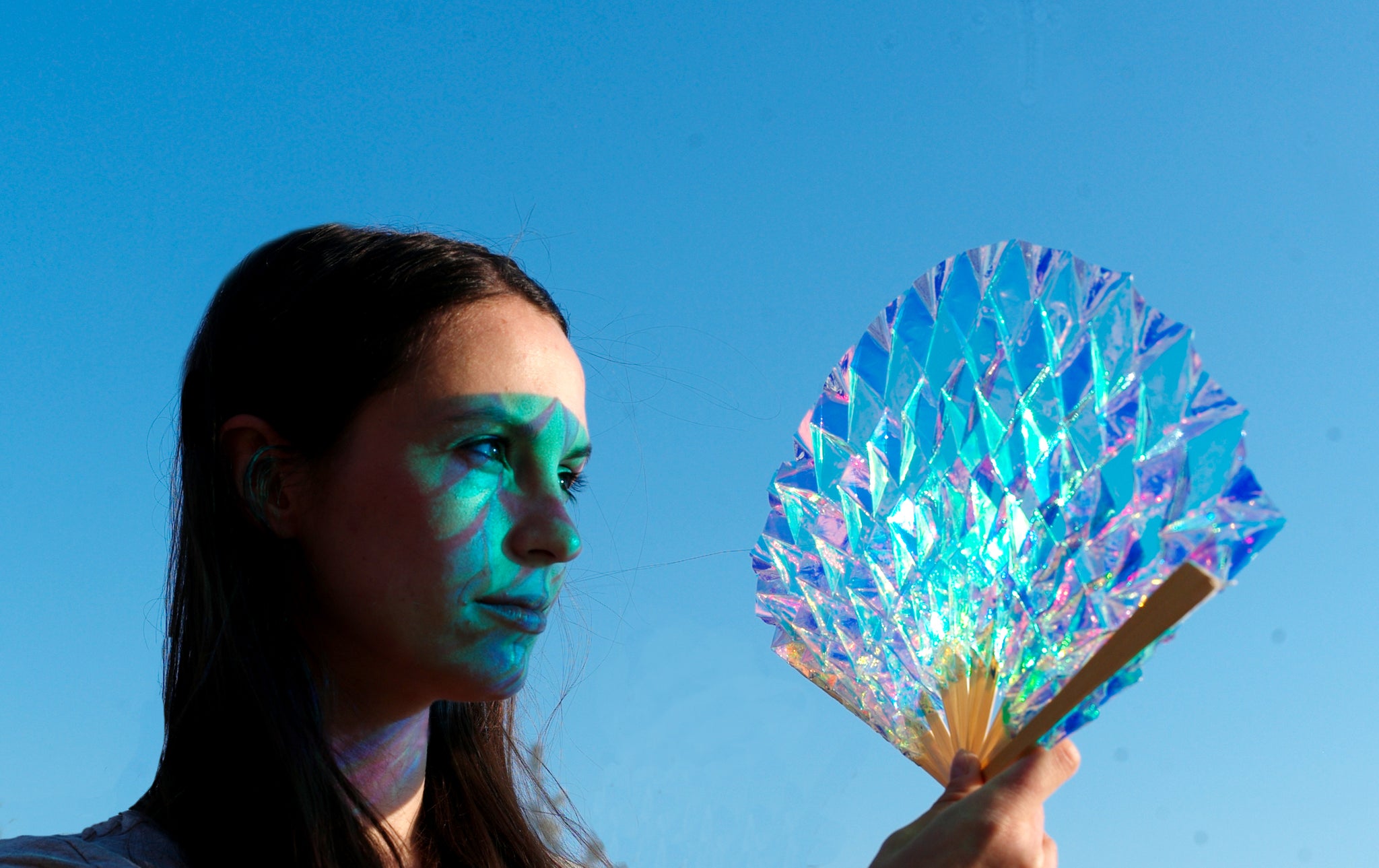 Unfolded Hand Fan | Holographic – Jule Waibel Designs